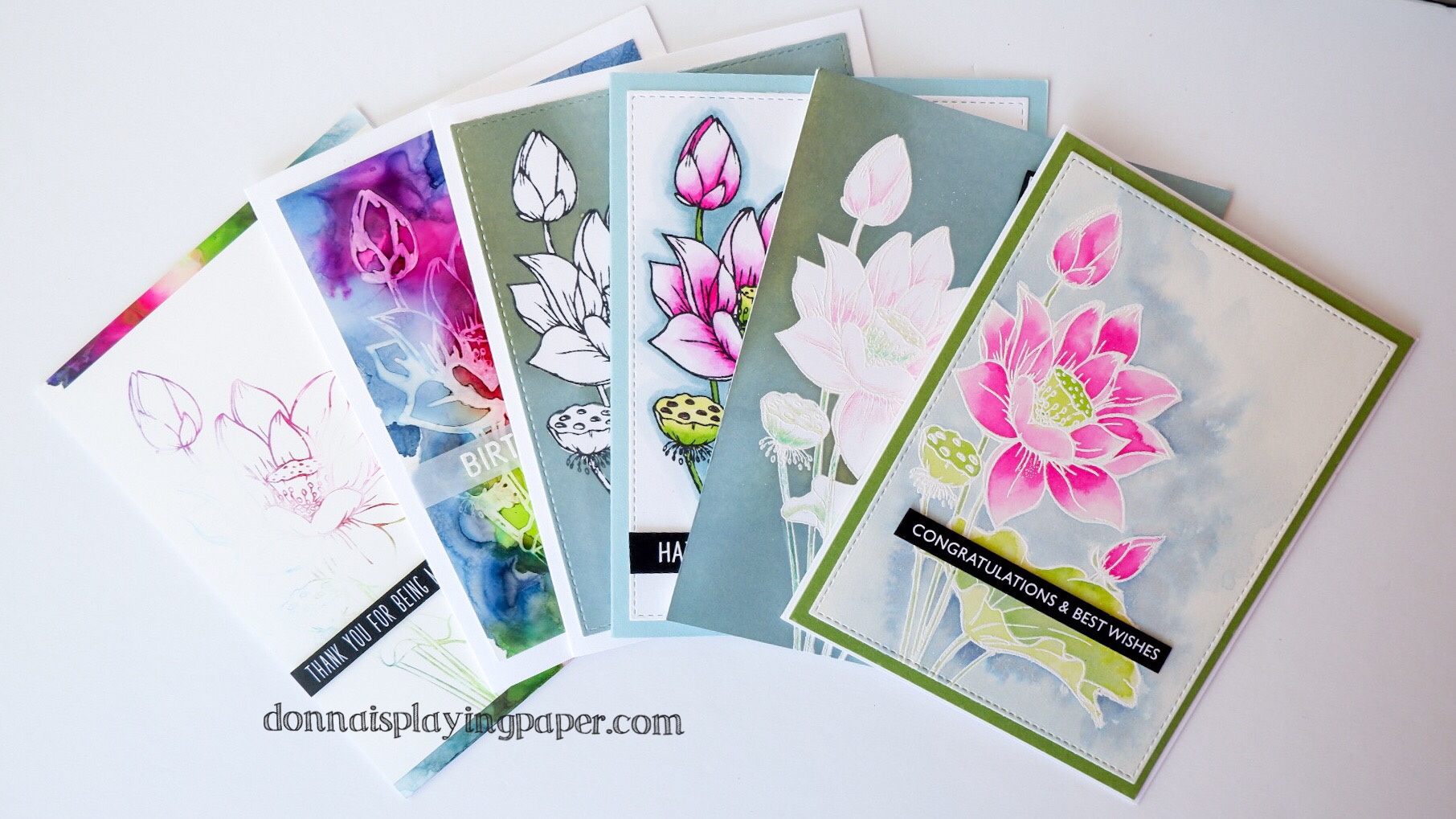 Lotus Stamp 6 ways – Plus a YouTube video! – Donna is Playing Paper